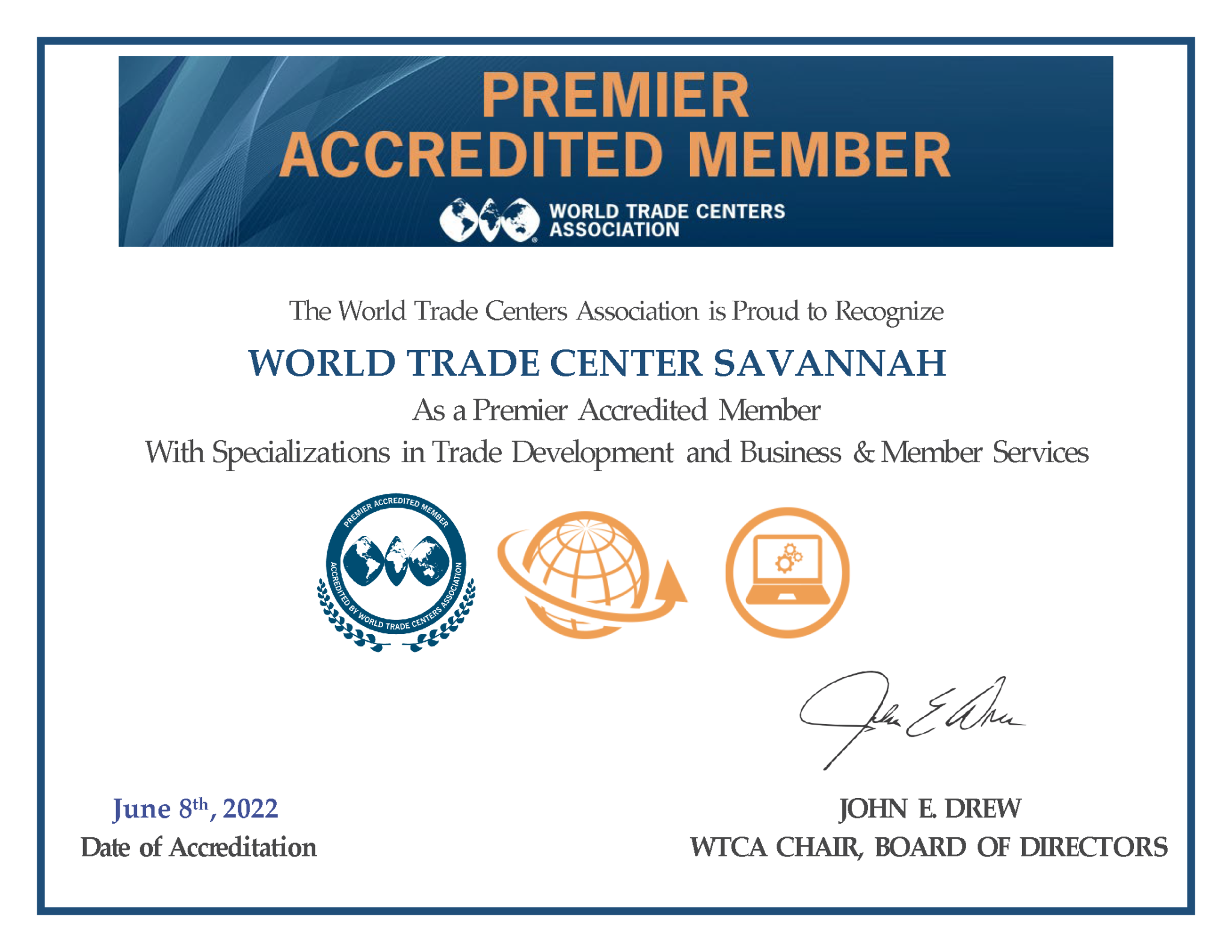 World Trade Center Savannah receives Premier Accreditation by World ...